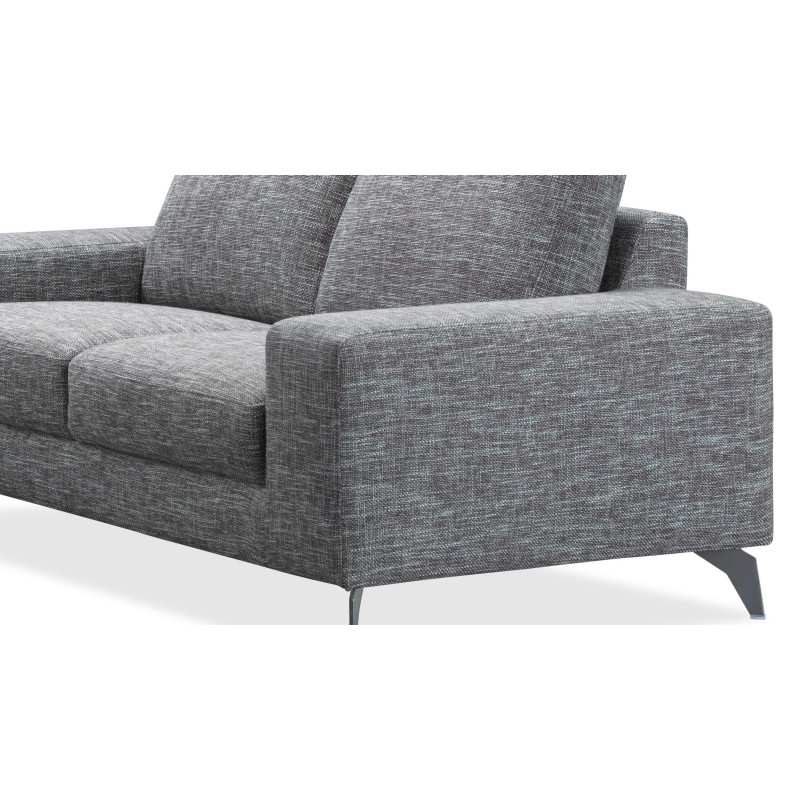 Canapé design en tissu fixe gris 2 places longueur 180 cm