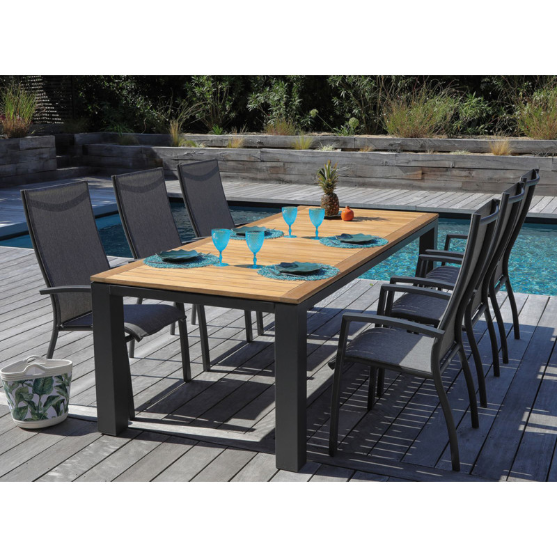 Table de jardin 240 cm plateau Teck - Toronto